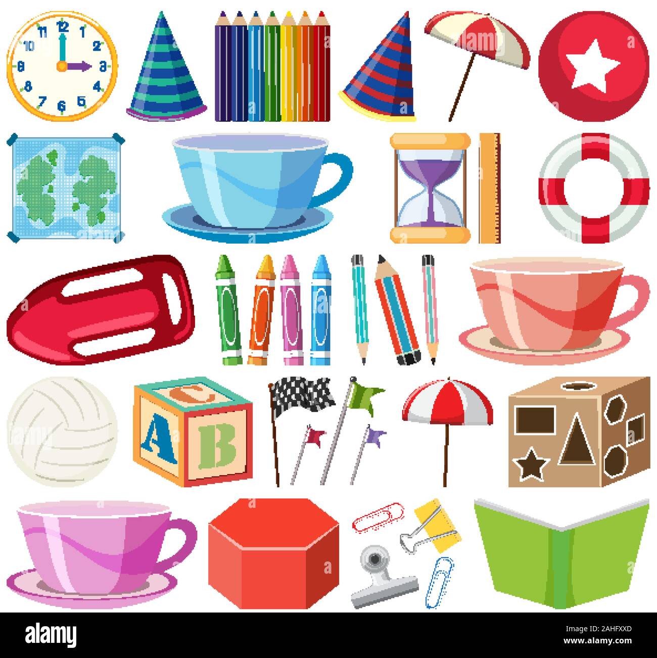 Set of isolated objects theme stationery illustration Stock Vector ...