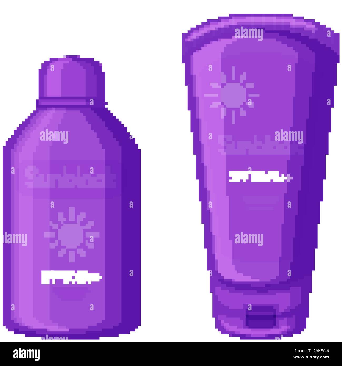 Sunscreen lotion in purple bottle and tube illustration Stock Vector ...