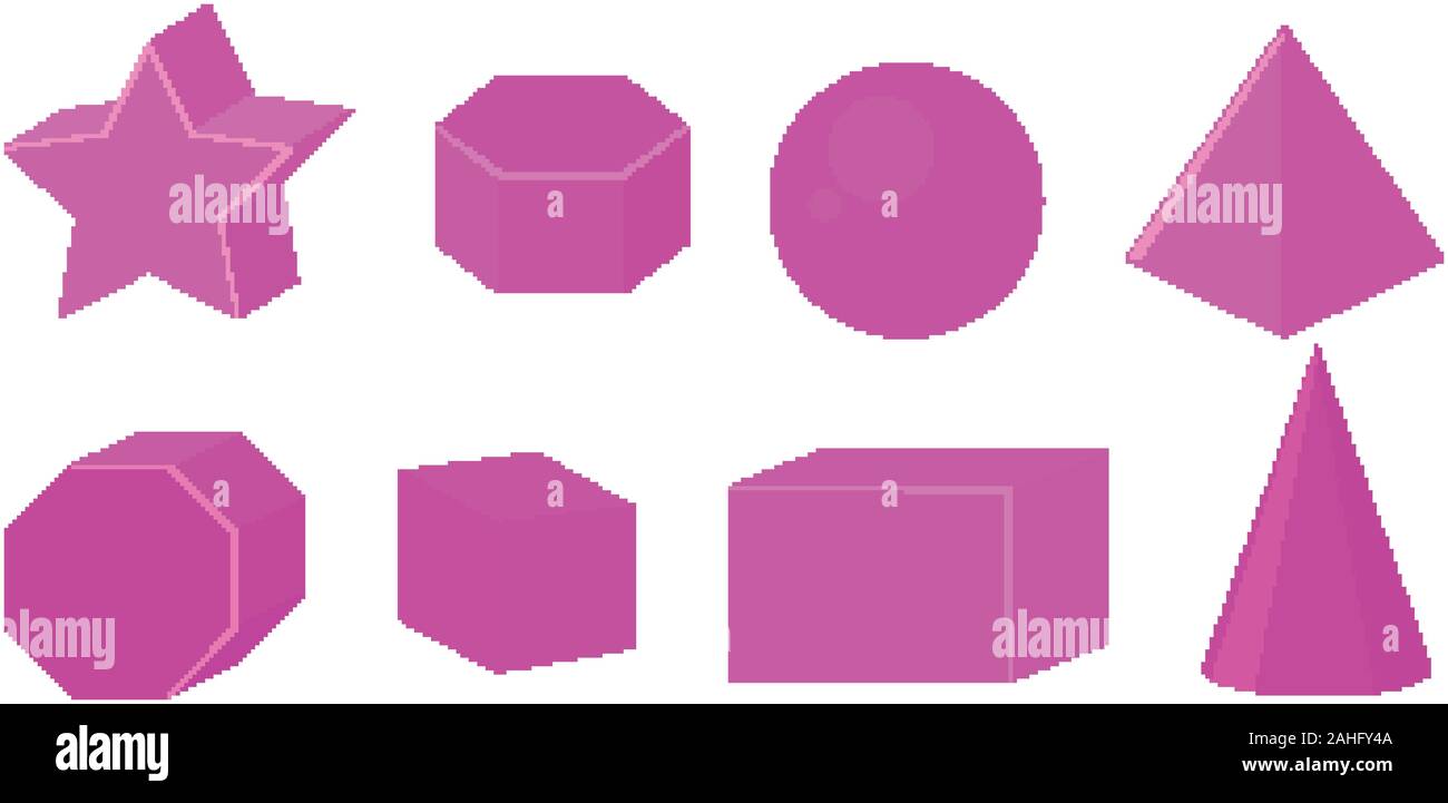 Set of different geometric shapes in pink illustration Stock Vector ...