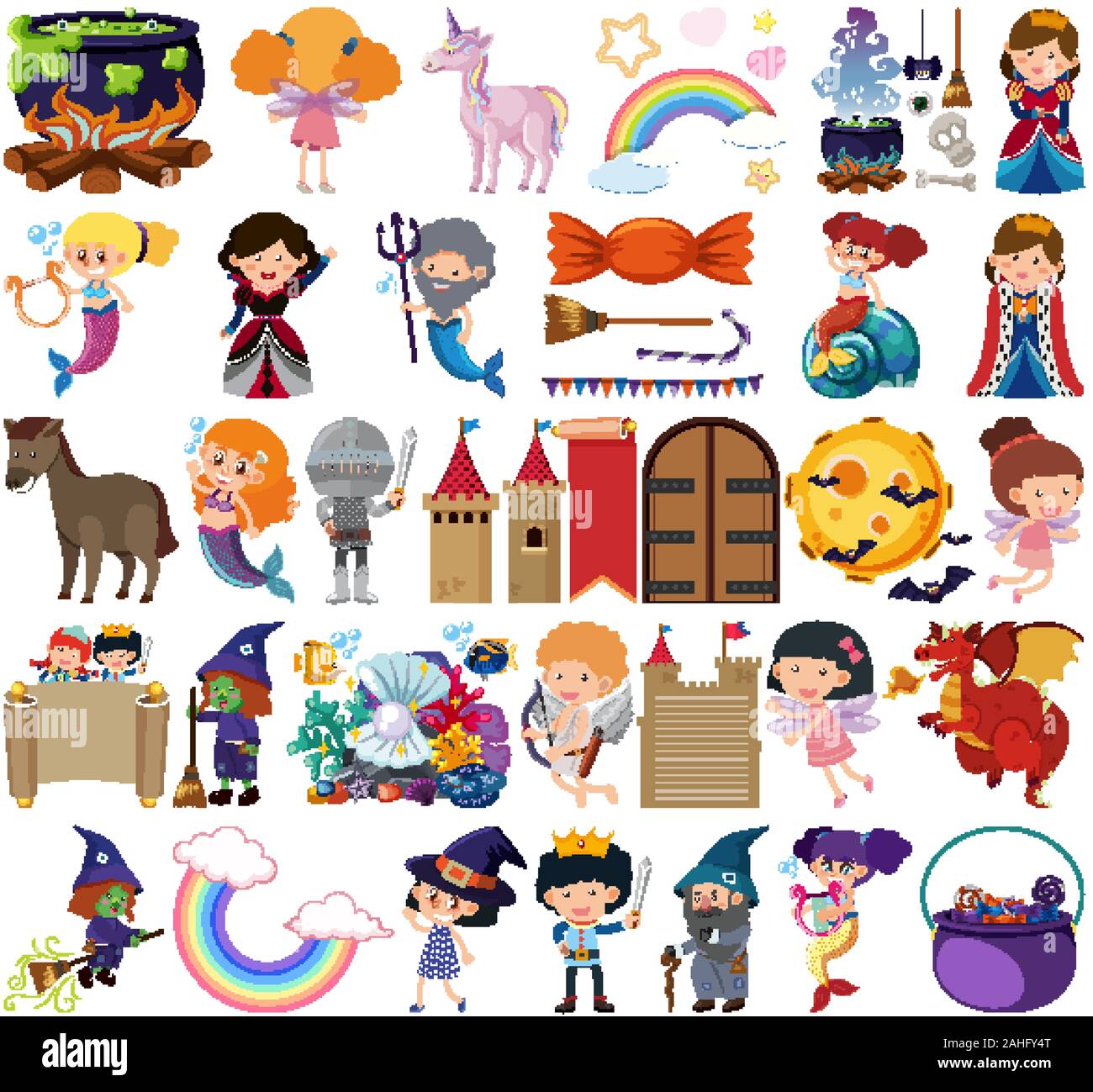 Set of isolated objects theme fairytale illustration Stock Vector Image ...
