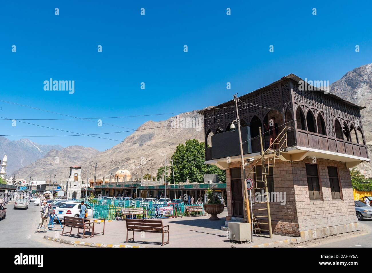 Gilgit City Center View of the Traffic Police Tower at Babar Road and ...