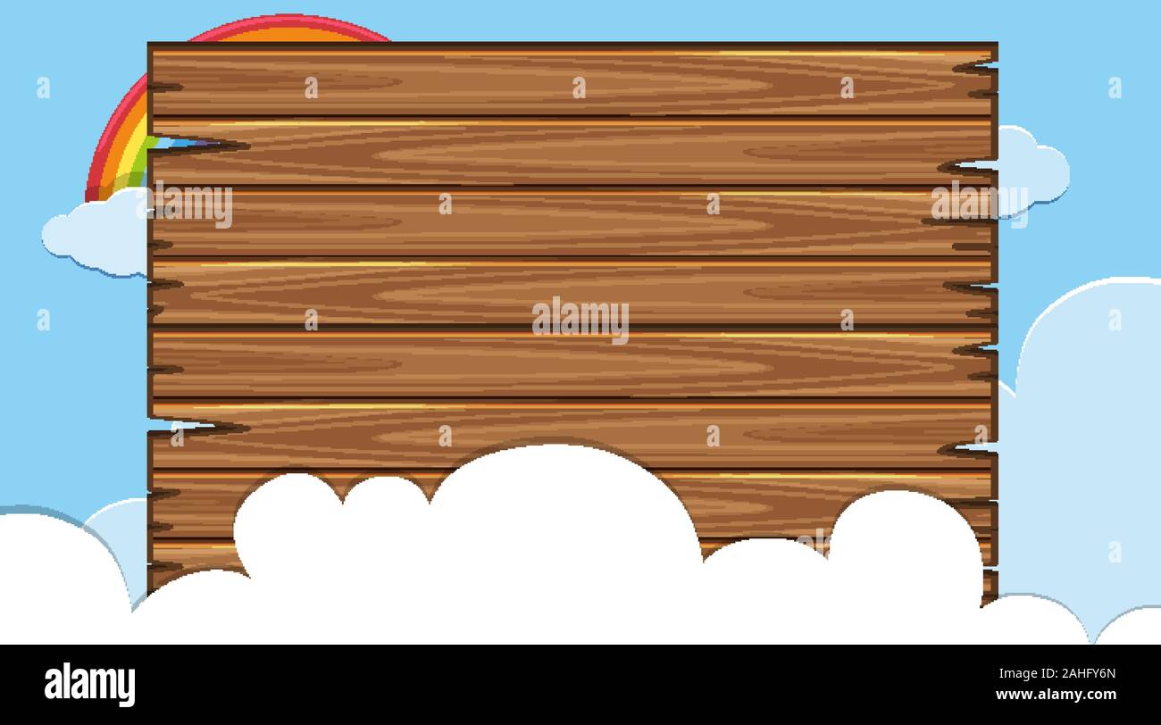 Wooden board with blue sky background illustration Stock Vector Image ...