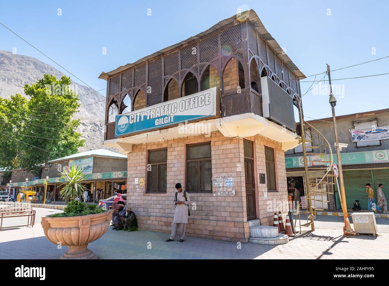 Gilgit City Center View of the Traffic Police Tower at Babar Road and ...