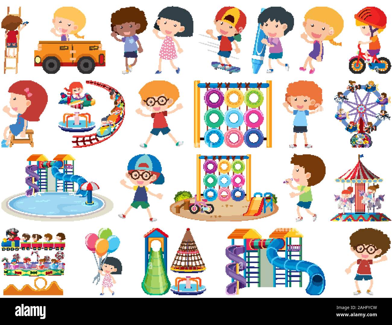 Boy boys male kid kids child children playing playground fun Cut Out ...