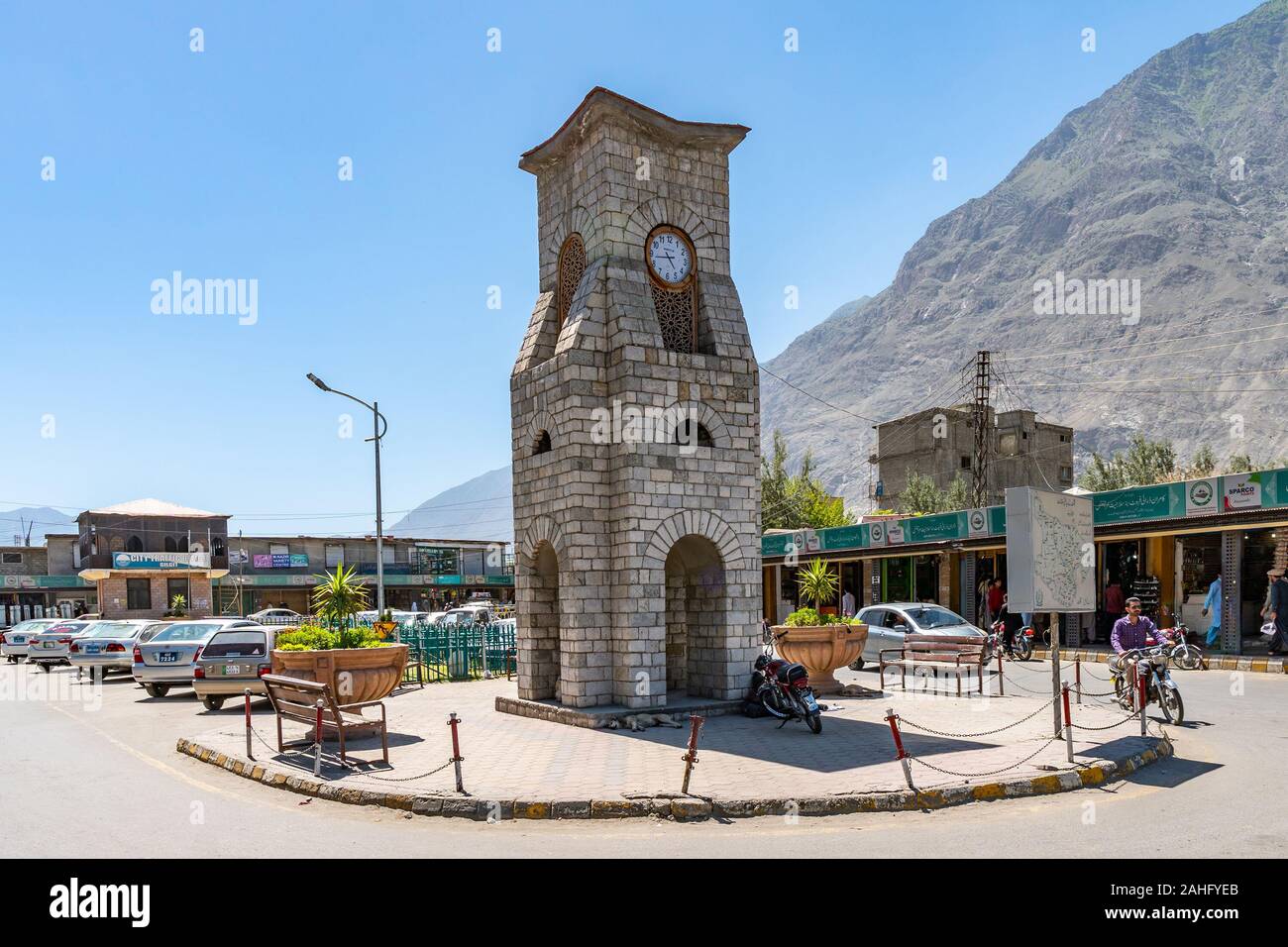 Gilgit City Center View of the Clock Tower at Babar Road and Saddar ...