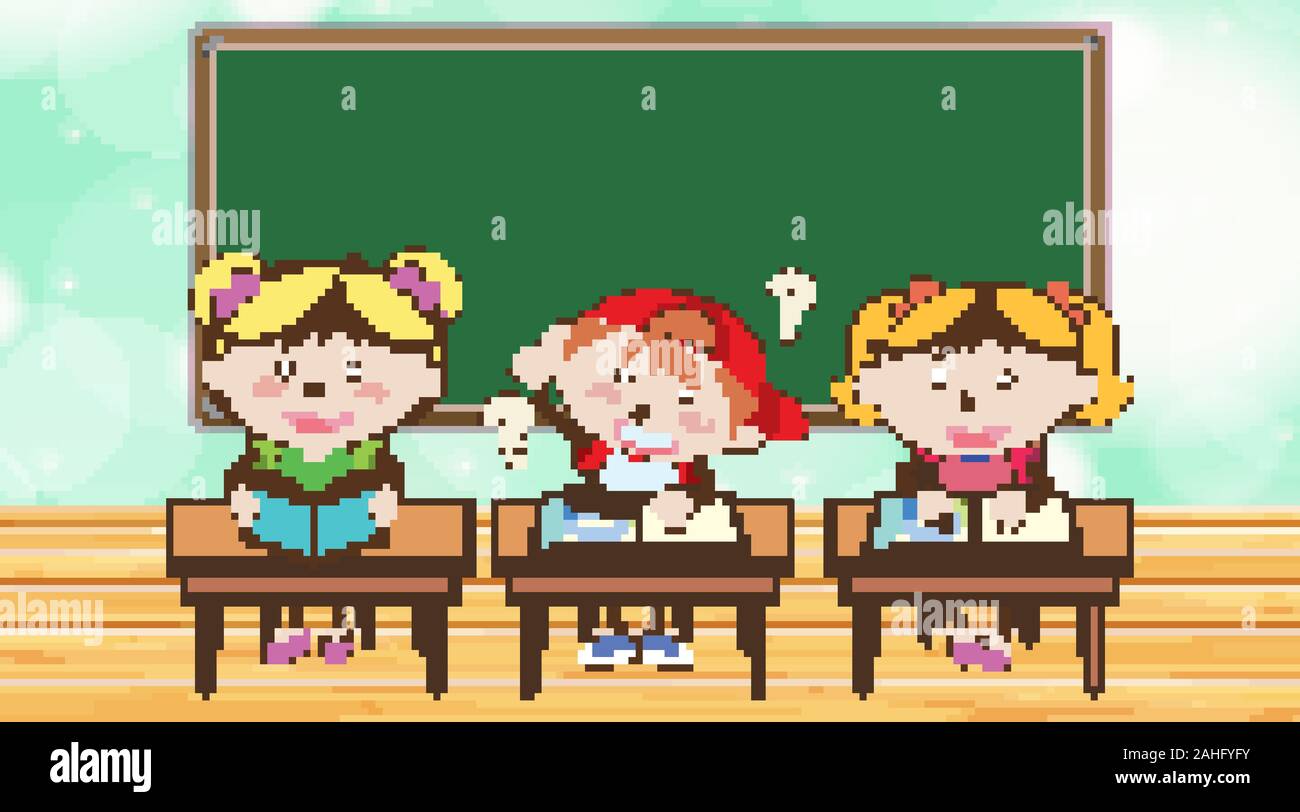 Scene with students learning in classroom illustration Stock Vector ...