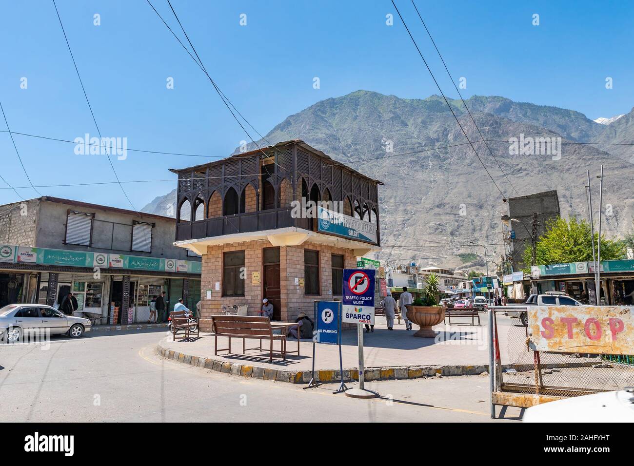 Gilgit City Center View of the Traffic Police Tower at Babar Road and ...
