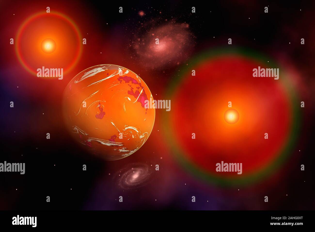 An Exoplanet In Orbit Around A Binary Star System Stock Photo - Alamy