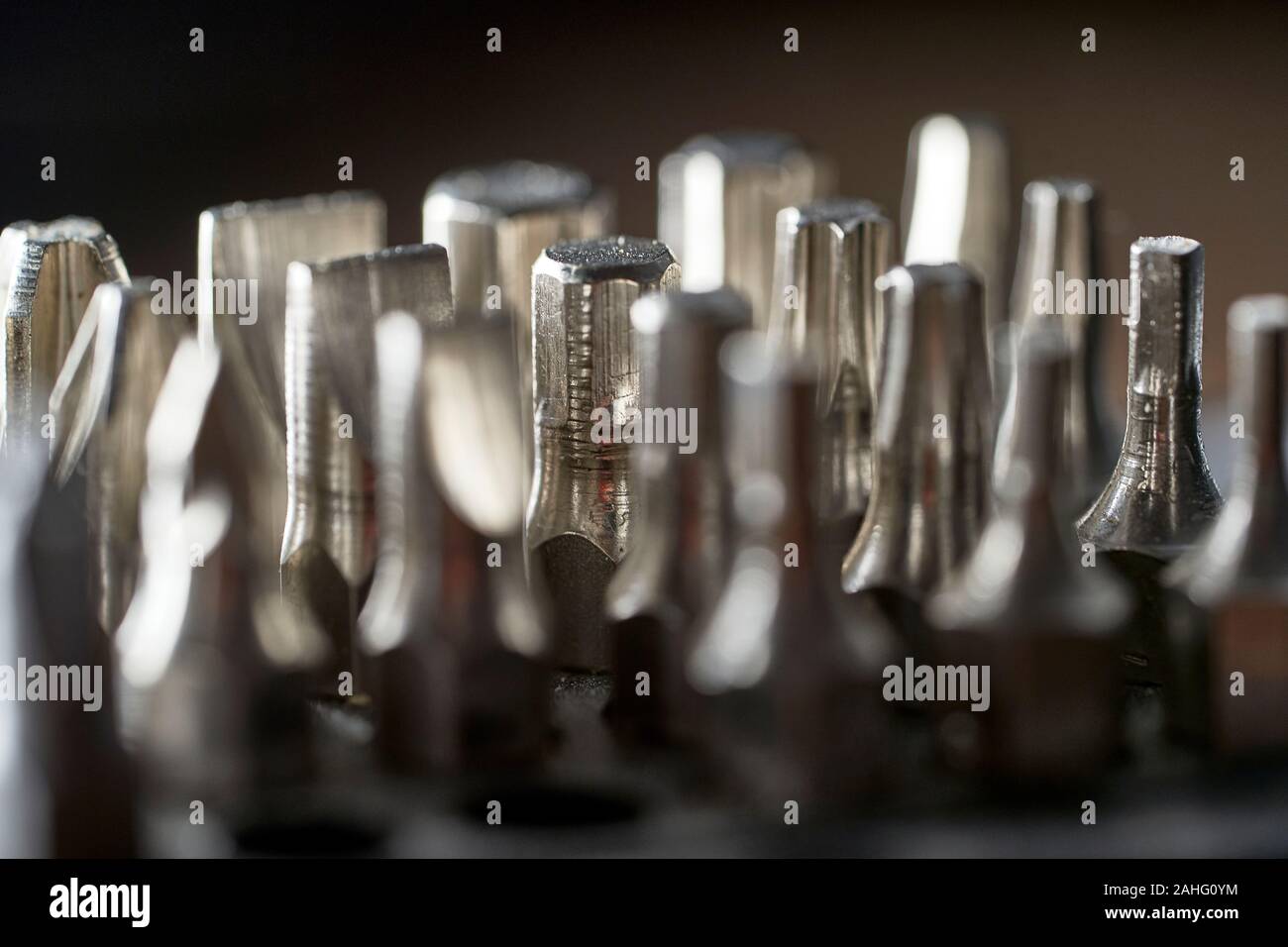 Stainless steel screwdriver set . Macro photography Stock Photo - Alamy