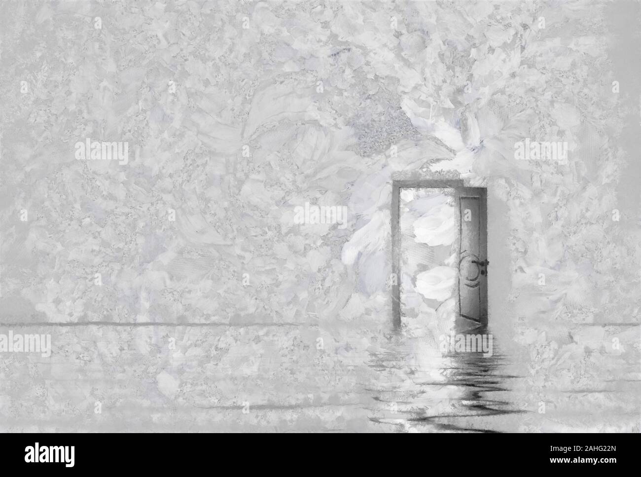 Open door. Digital painting. 3D rendering Stock Photo - Alamy