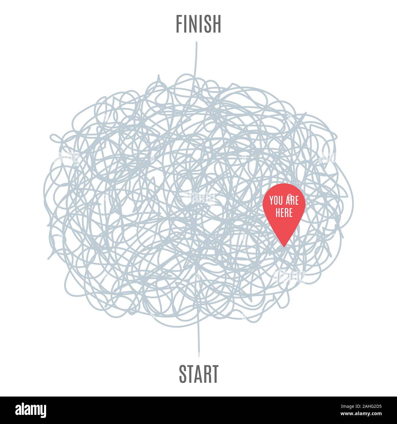 Confusing line illustrating the way of difficult problem solusion with ...