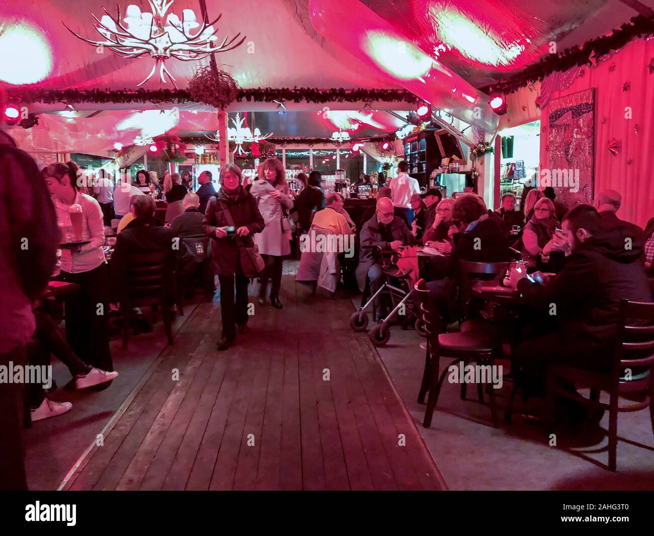 Berlin, Germany, Tourists Visiting Christmas Market, Local German Pub ...