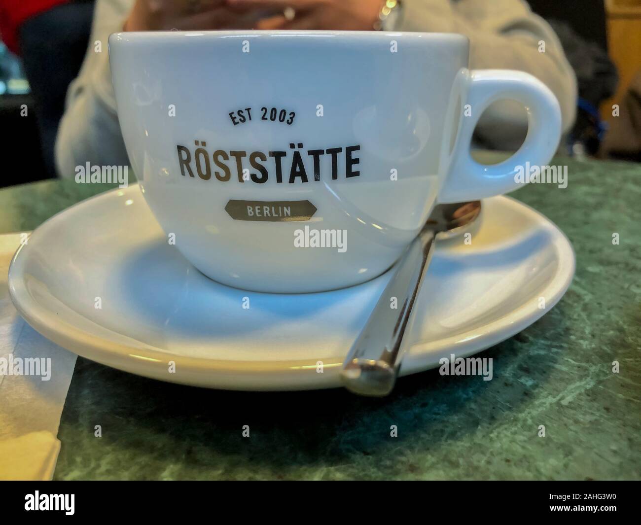 Berlin, Germany, Detail, Coffeeshop Coffee Cup in Local German Cafe ...