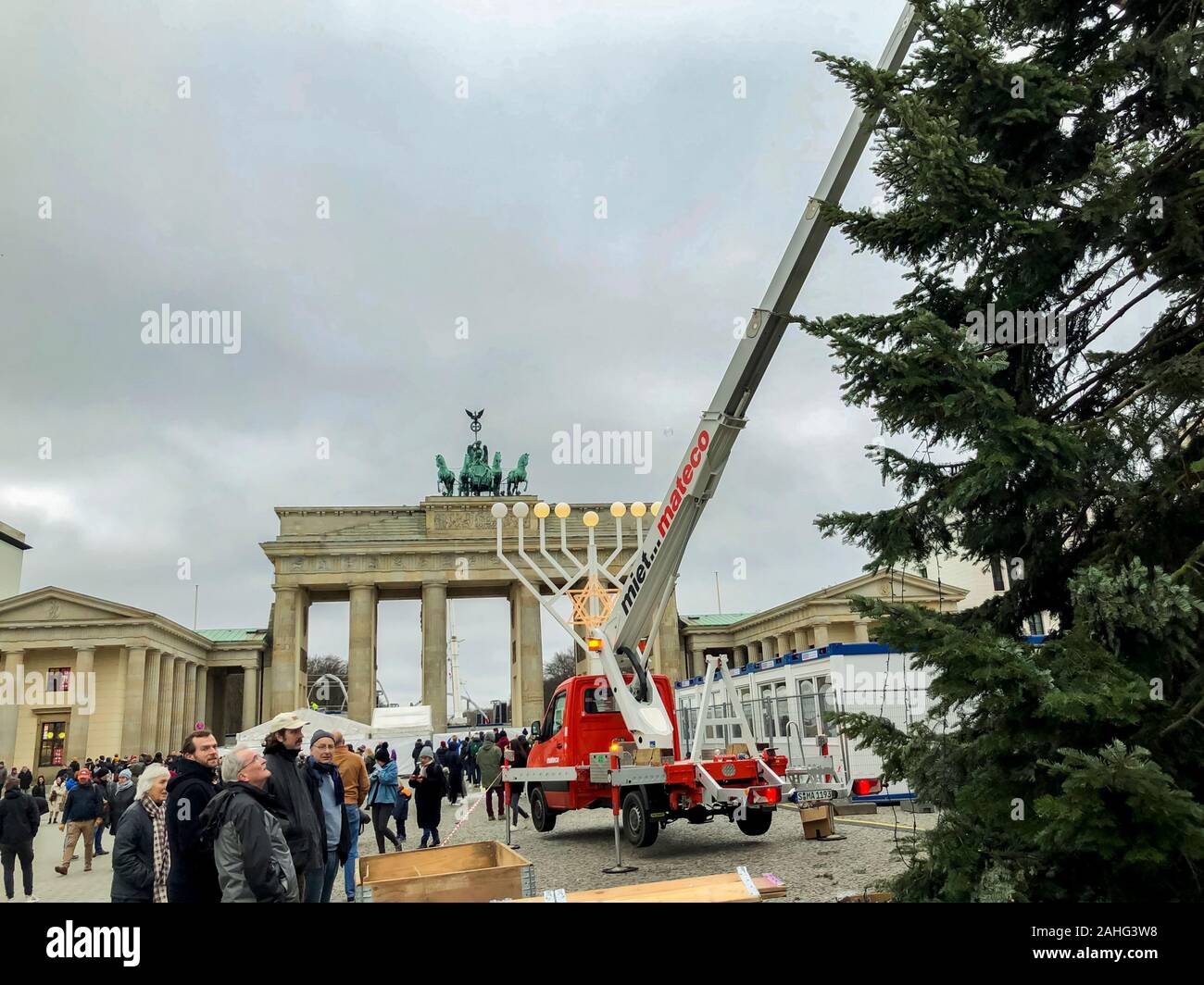 Berlin, Germany, Tourists Visiting Christmas Tree, Hanukkah in CIty ...