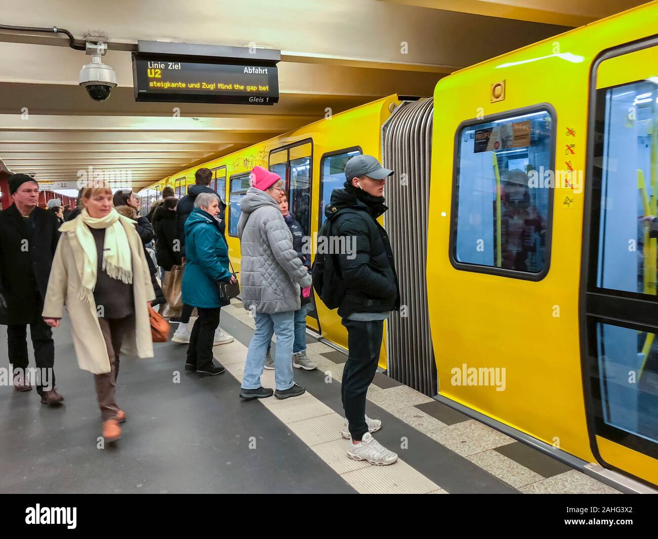 Berlin, Germany, Tourists Traveling on Metro Subway Station Underground ...