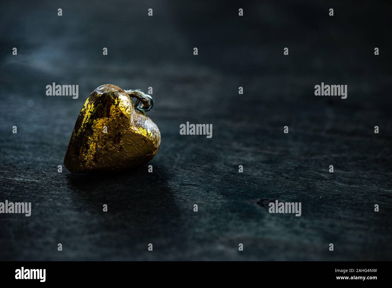 St. Valentine card concept with heart shaped decor on wooden background ...