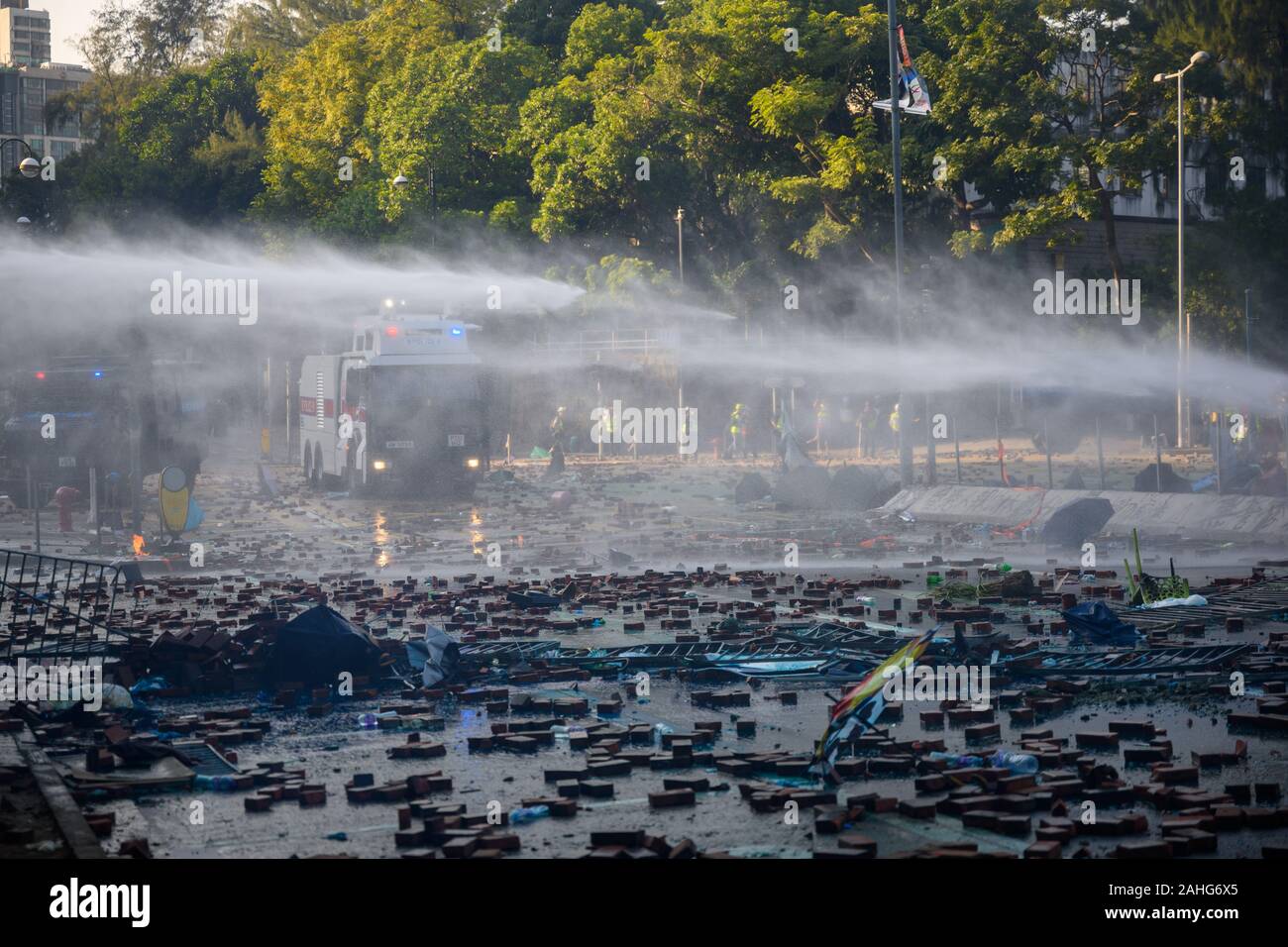 PolyU, Hong Kong - Nov 17, 2019: The first day of the Siege of PolyU ...