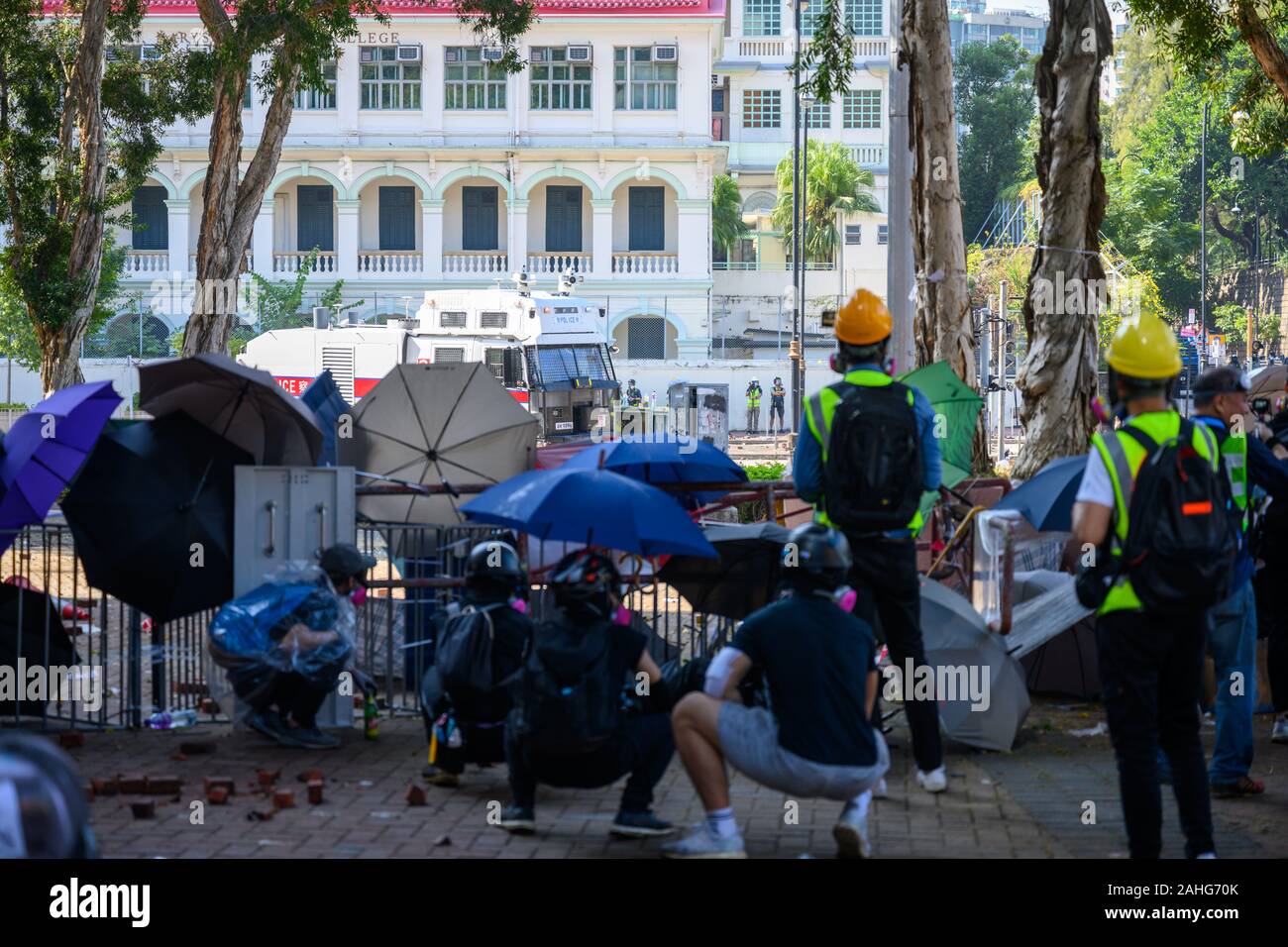 PolyU, Hong Kong - Nov 17, 2019: The first day of the Siege of PolyU ...