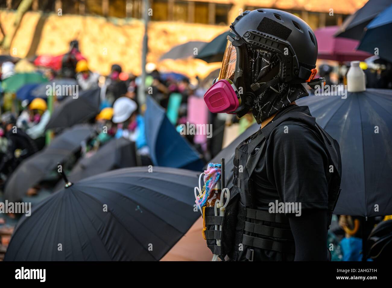 PolyU, Hong Kong - Nov 17, 2019: The first day of the Siege of PolyU ...