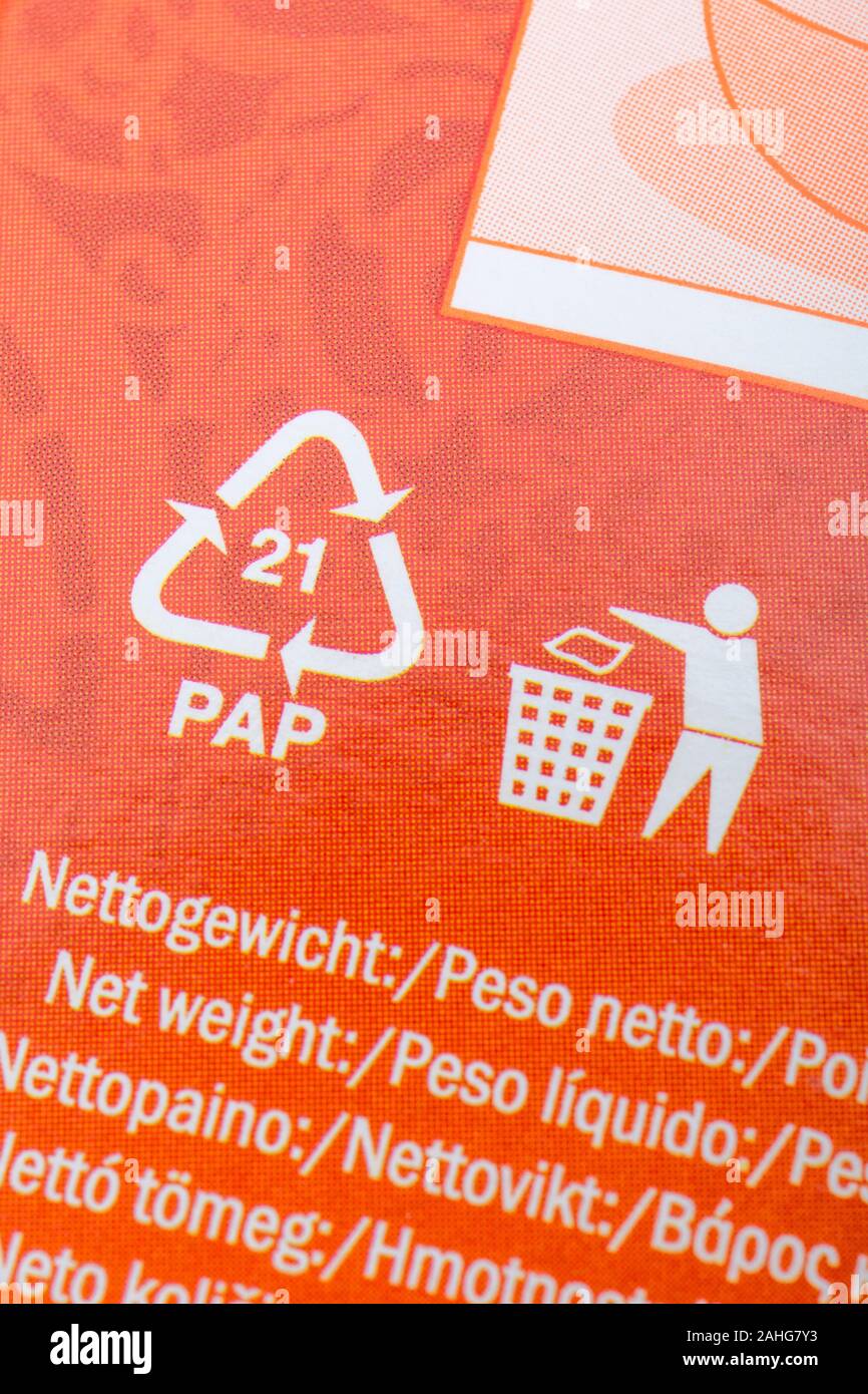 Couscous sold by Lidl in paperboard packaging. For food labels, food ...