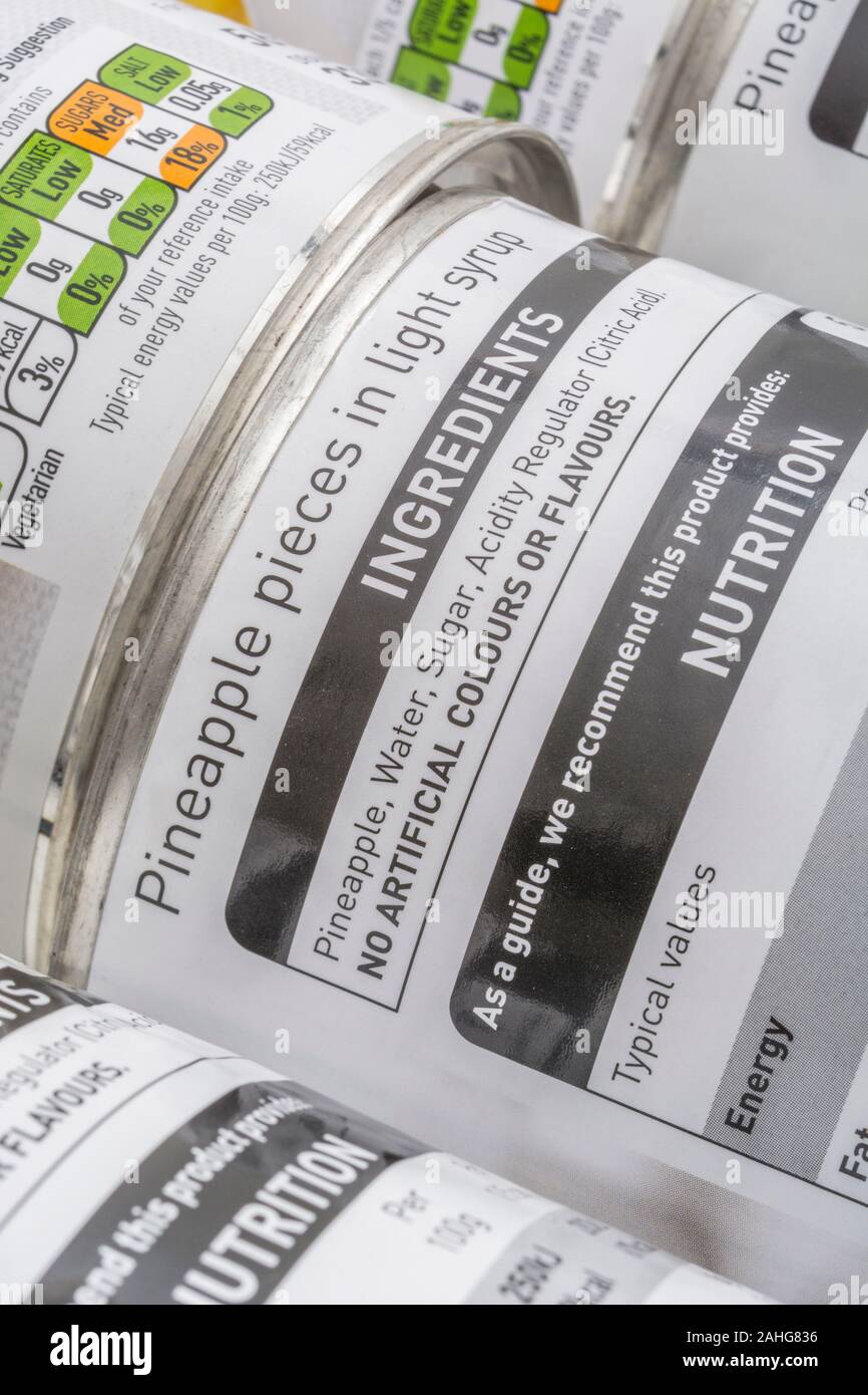 ASDA own-label pineapple chunks in tin / metal can. For food ...