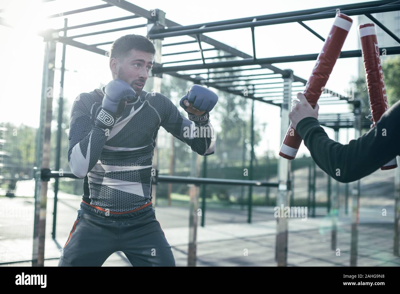 Professional male boxer training punches hi-res stock photography and ...