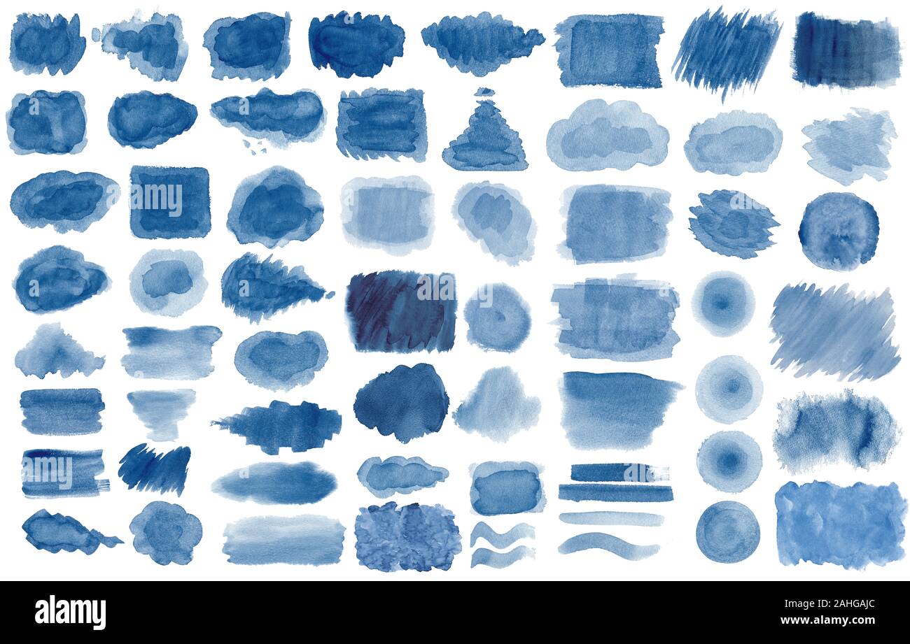 Watercolor blue stickers Cut Out Stock Images & Pictures - Alamy