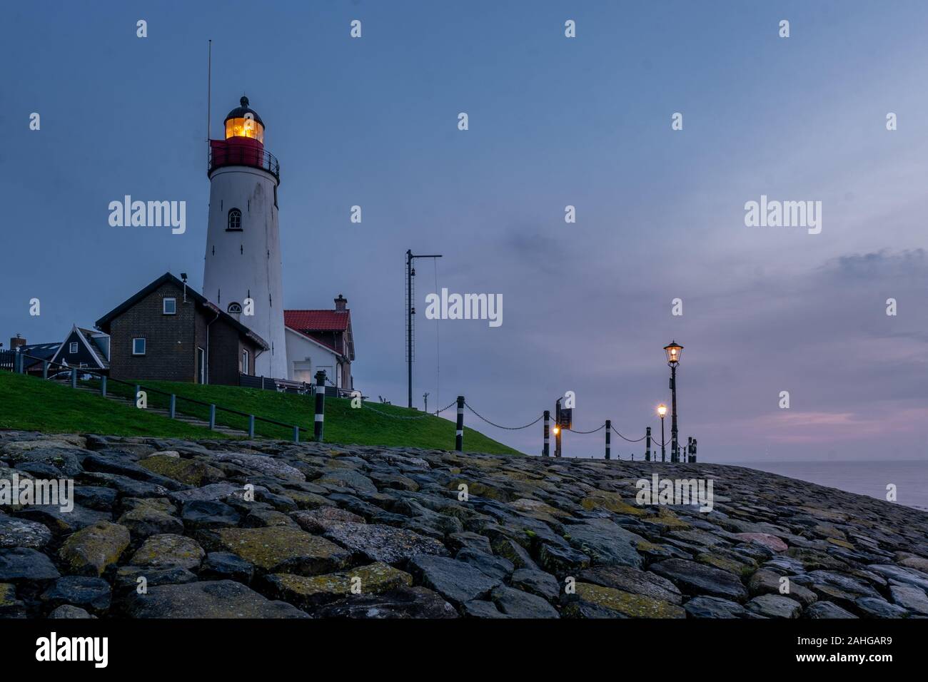 Urk netherlands Flevoland, Harbor and lighthouse at the small village ...