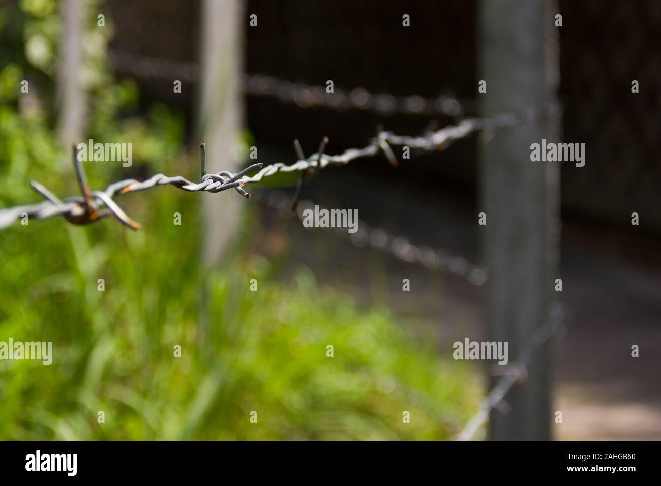 Barbed Wire Fence Concrete Posts High Resolution Stock Photography and ...