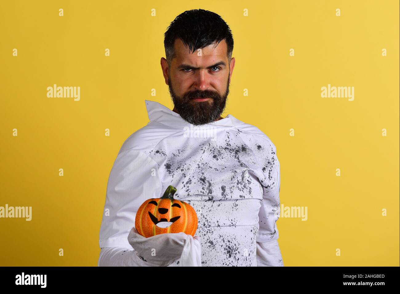 Halloween character in white ghost costume. Halloween and international ...