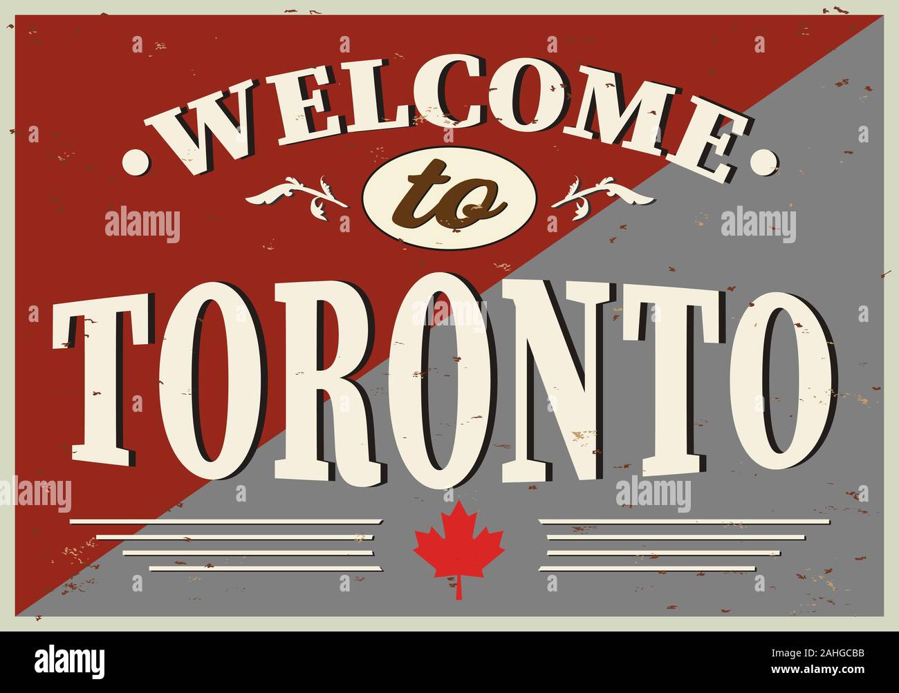 Vintage Touristic Welcome Card - Toronto, Canada, vector illustration ...