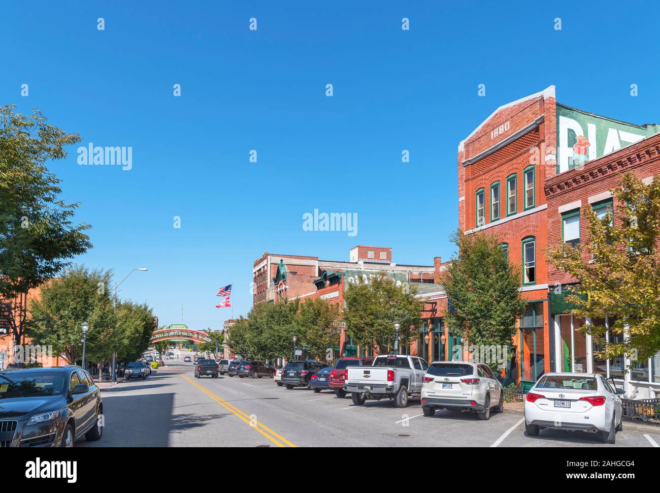 Old historic market street with brick buildings hi-res stock ...