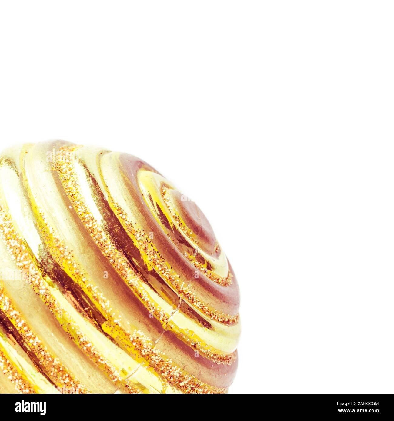 Christmas card concept - golden bauble isolated on bright background ...