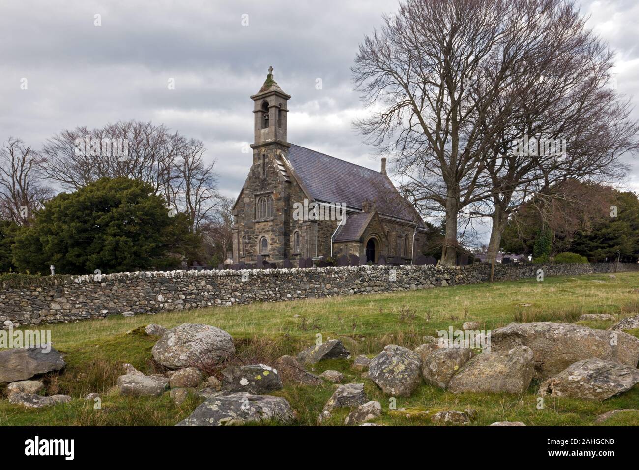 St Llechid Church in Llanllechid, North Wales, was built in 1844 and is ...