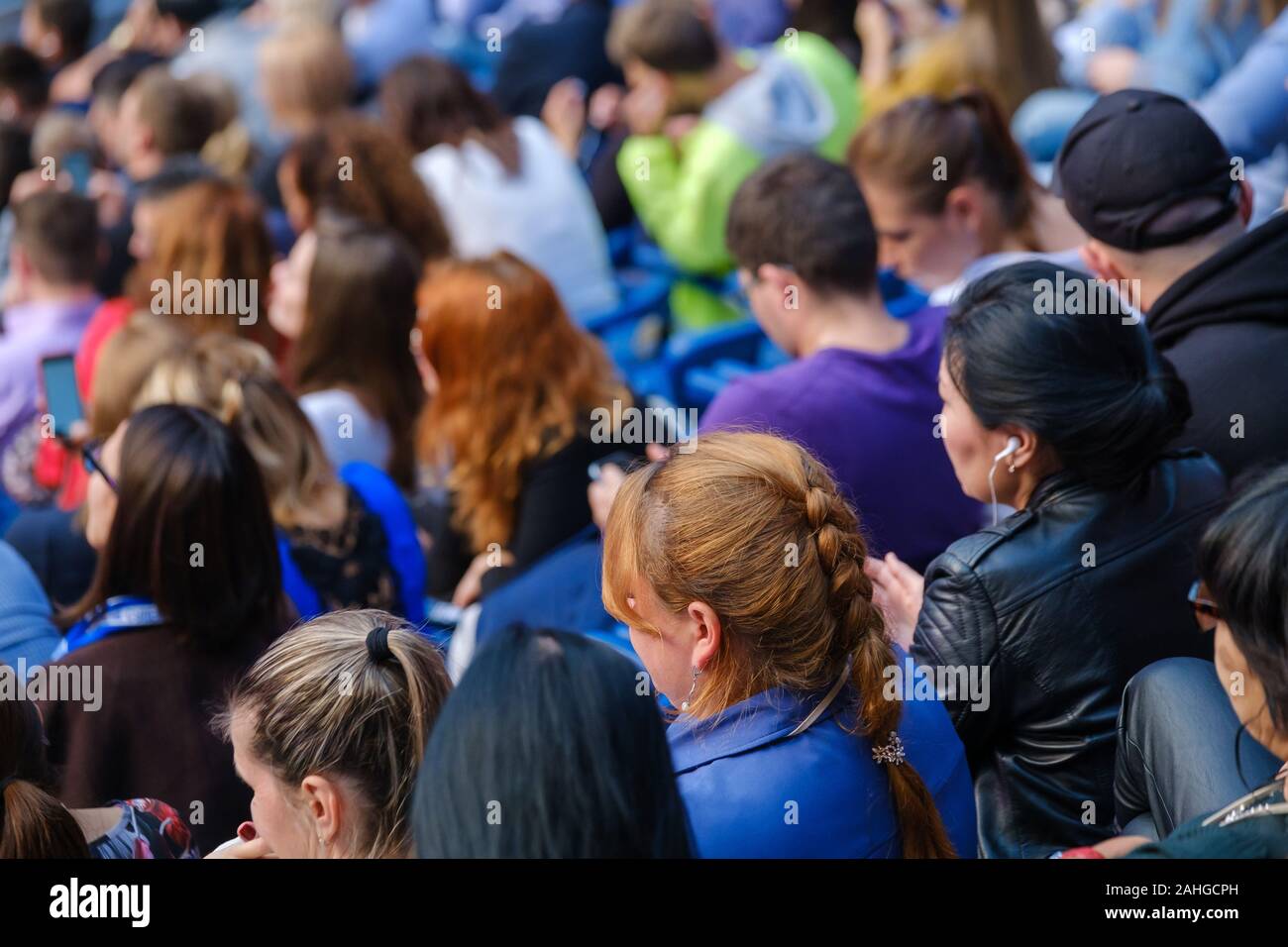 Business conference attendees sit and listen Stock Photo - Alamy