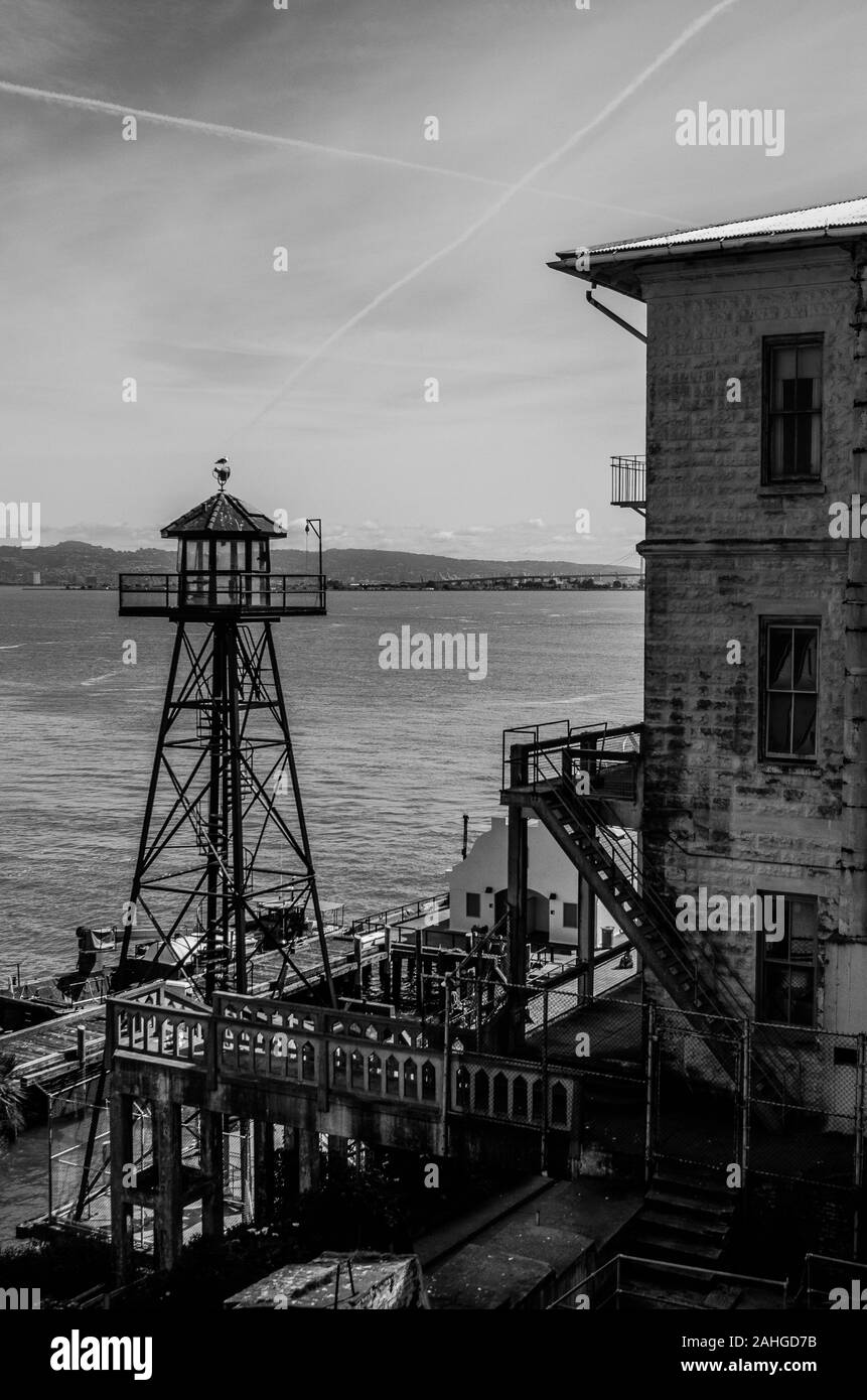 Alcatraz island and prison in san francisco Black and White Stock ...