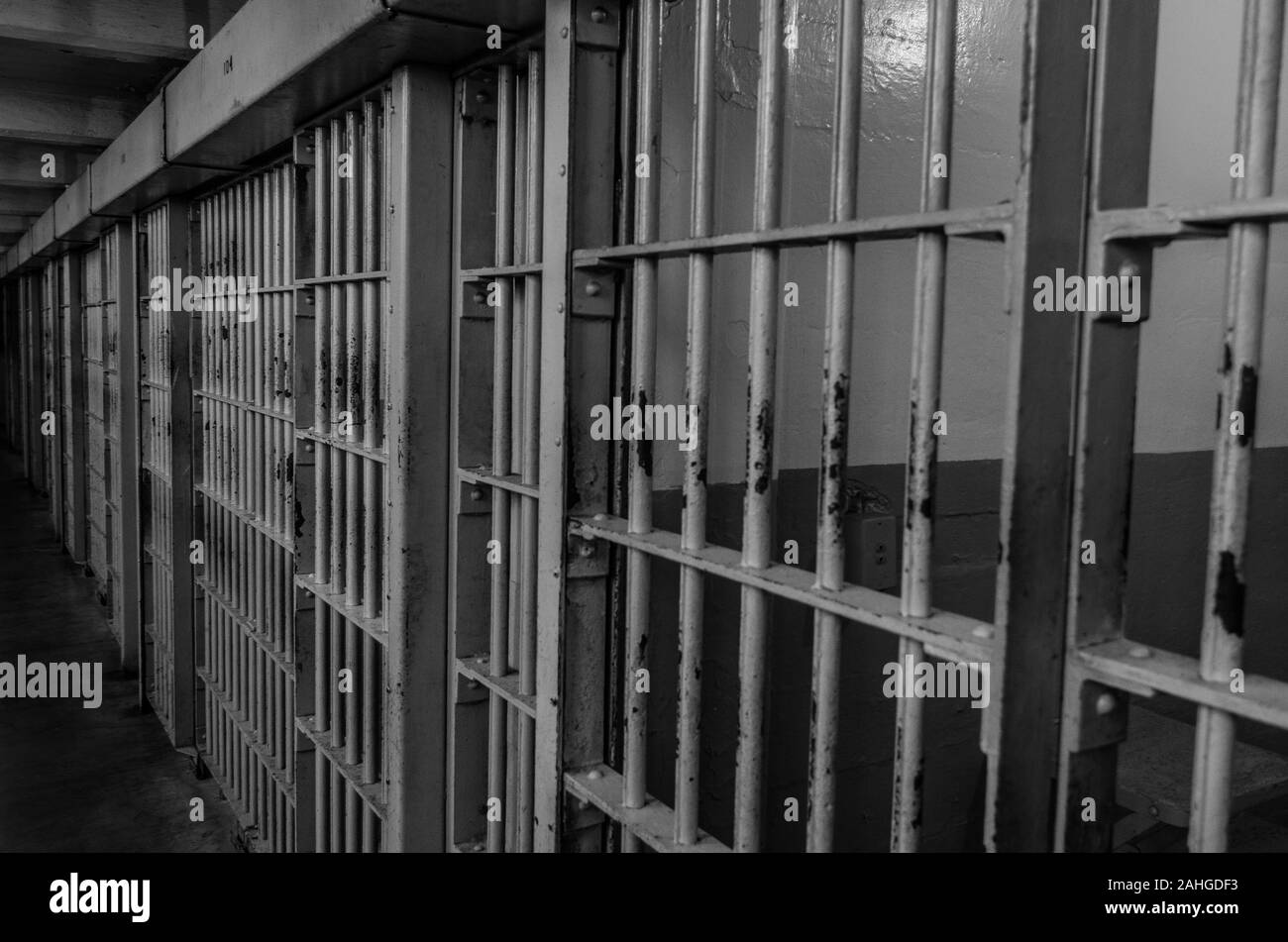 prison cells in Alcatraz penitentiary prison Stock Photo - Alamy