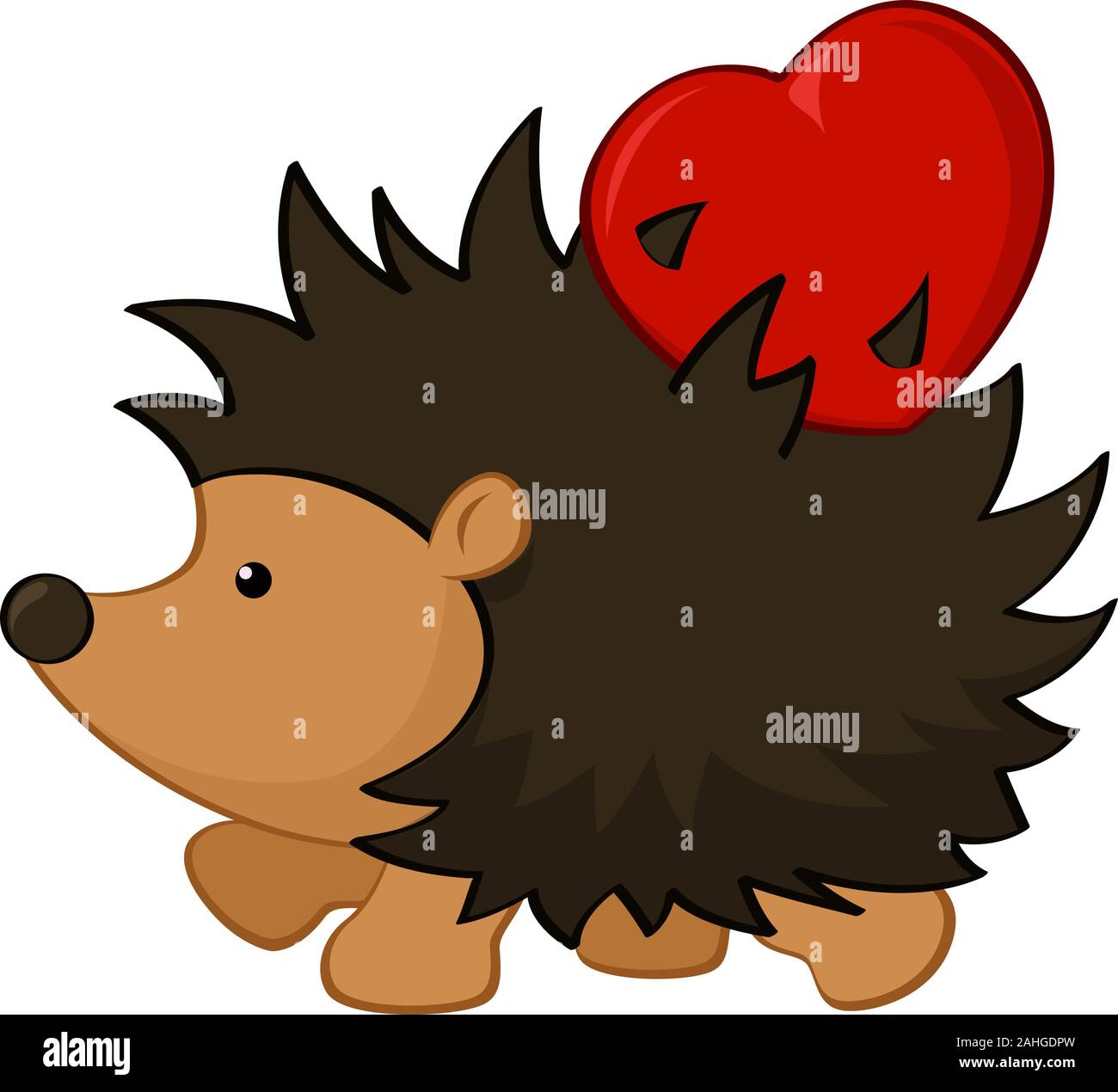 Vector illustration of a hedgehog with a heart in its spines isolated ...