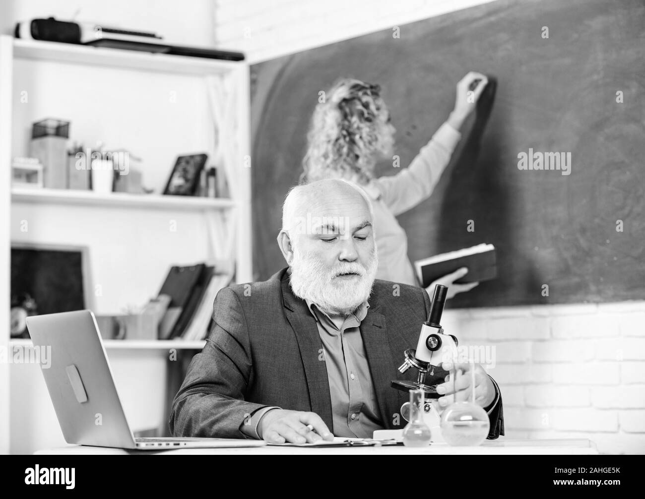 High school classroom project Black and White Stock Photos & Images - Alamy