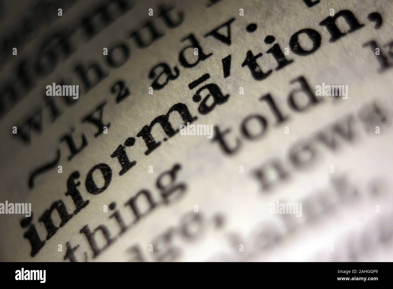 Word "information" printed on book page, close-up Stock Photo - Alamy