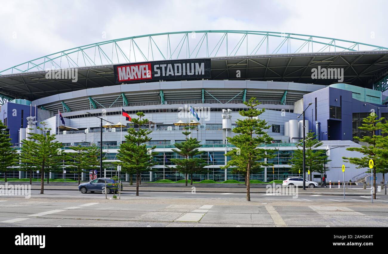 MELBOURNE, AUSTRALIA -15 JUL 2019- View of the Marvel Stadium ...