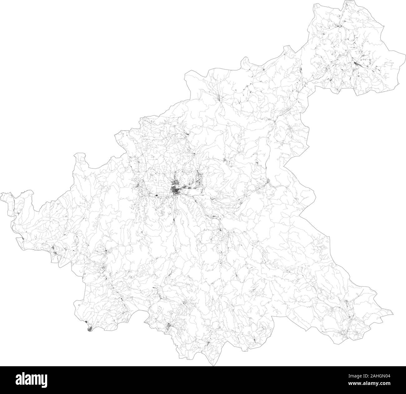 Satellite map of Province of Rieti towns and roads, buildings and ...