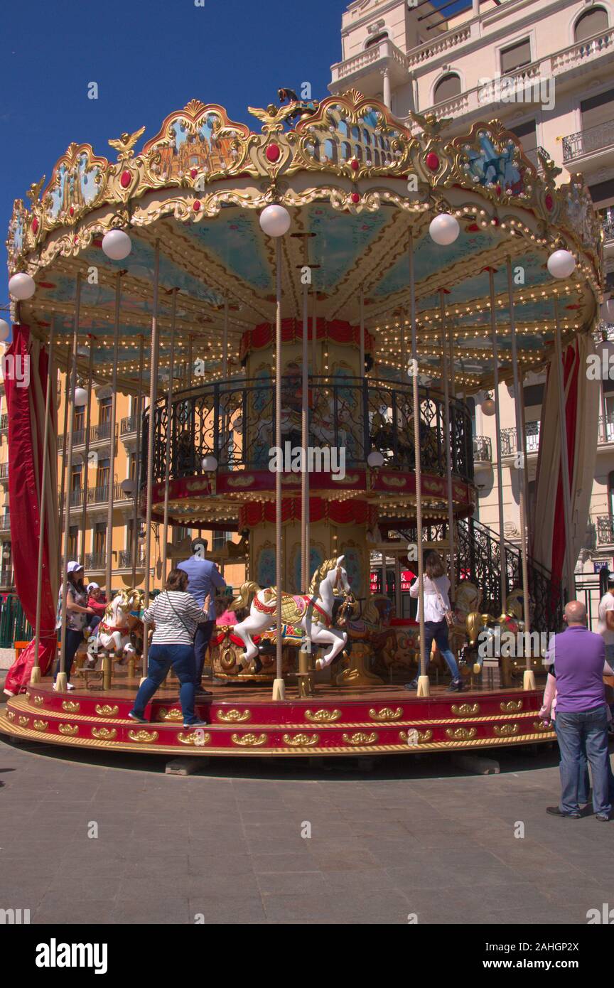 2019. Valencia, Spain. Close-up of the carousel that is mounted in the ...