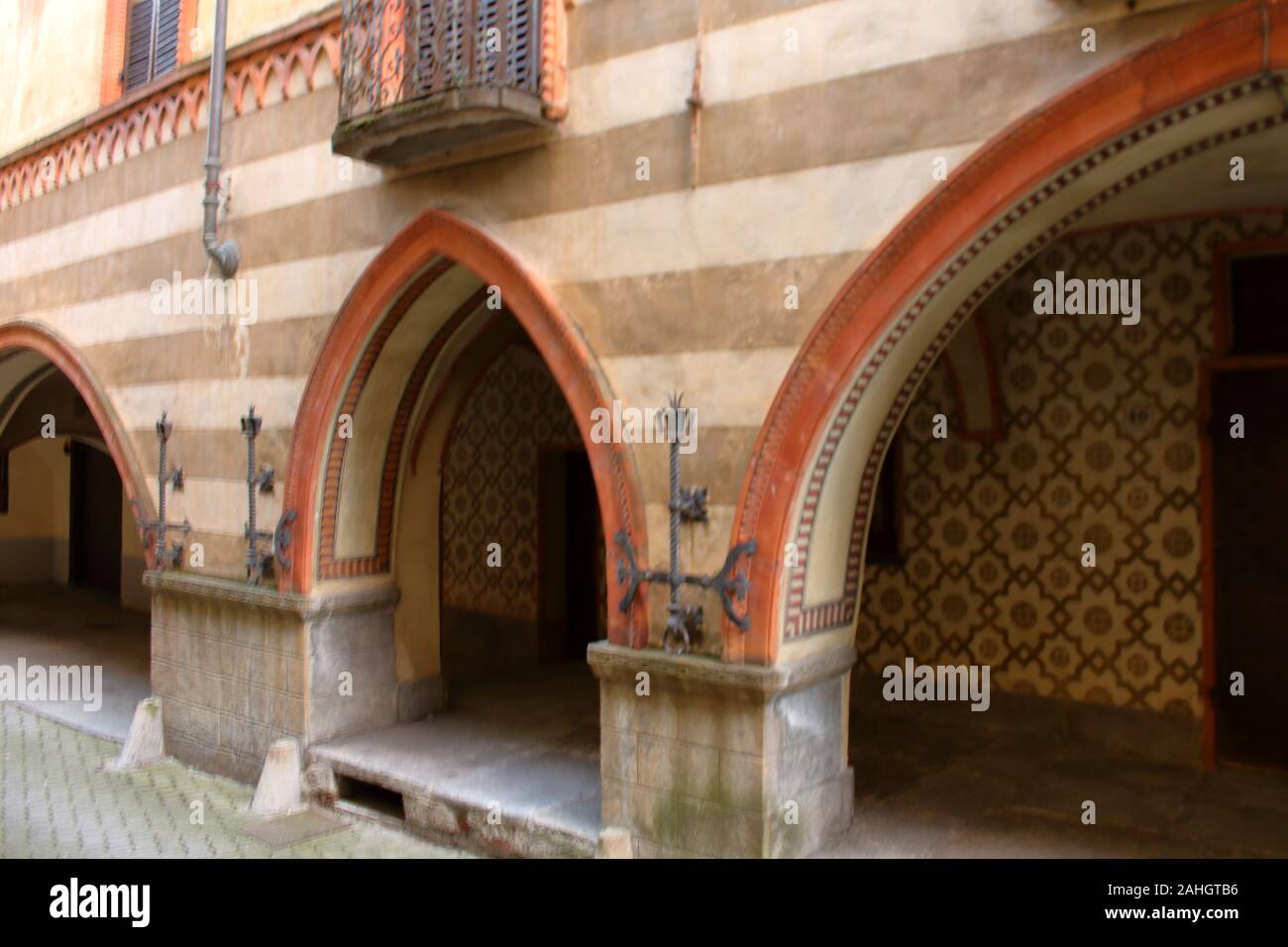 Terracotta decorated facade in a palace, North Italy Stock Photo - Alamy