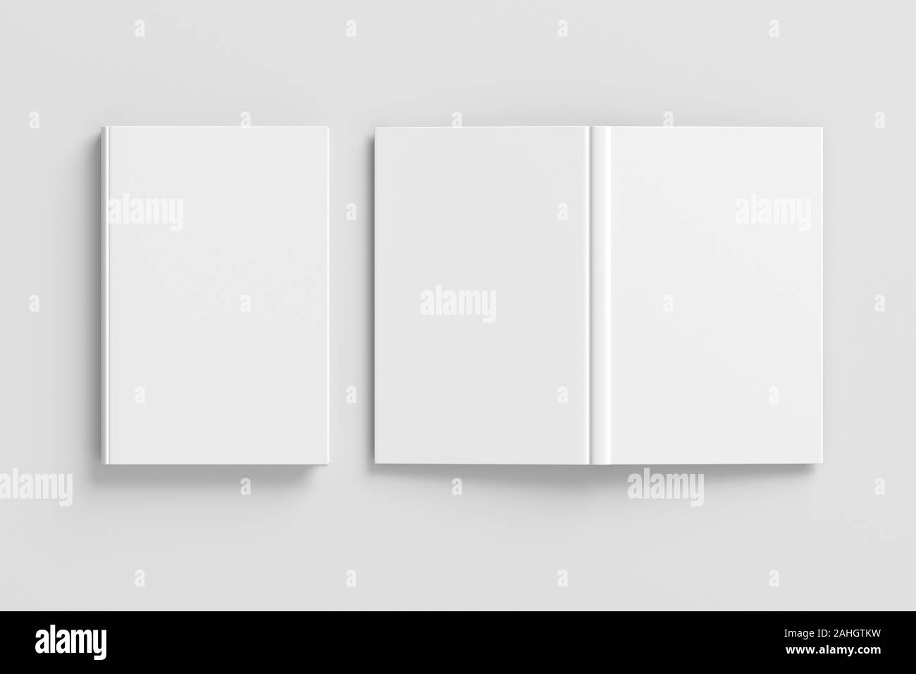 Blank white vertical closed and open and upside down book cover on ...