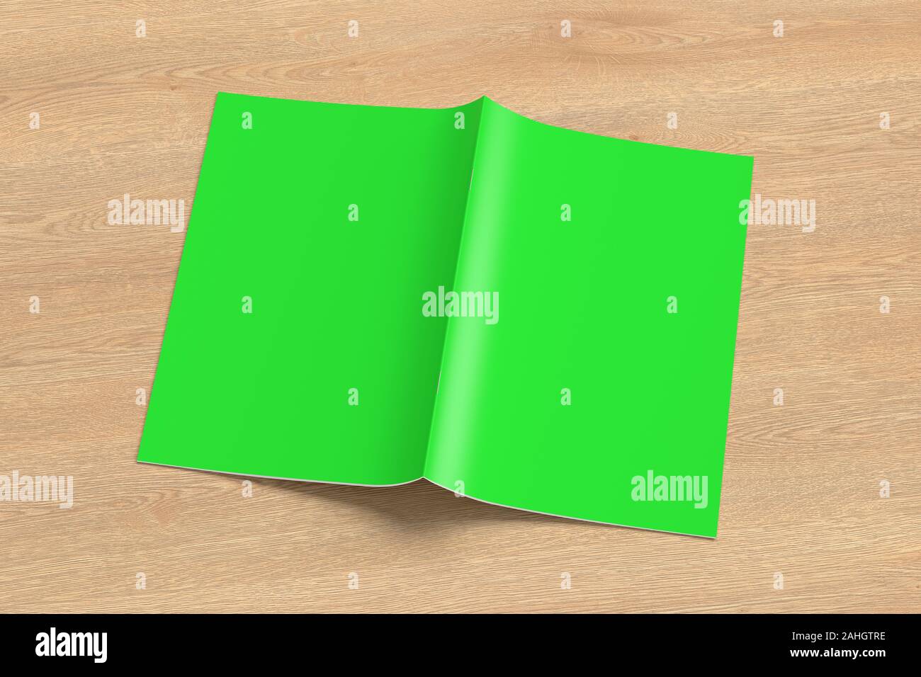 Green brochure or booklet cover mock up on wooden background. Brochure ...