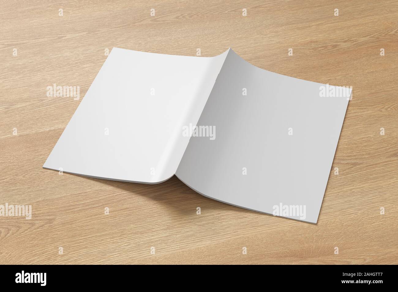 Brochure or booklet cover mock up on wooden background. Brochure is ...