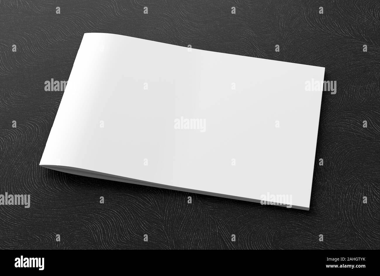 Horizontal brochure or booklet cover mock up on black background ...