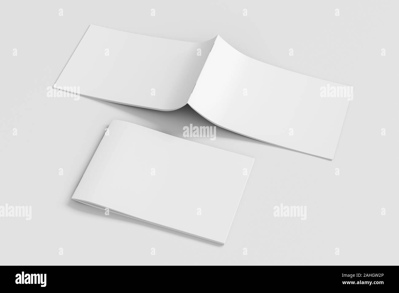 Horizontal brochure or booklet cover mock up on white. Closed one ...