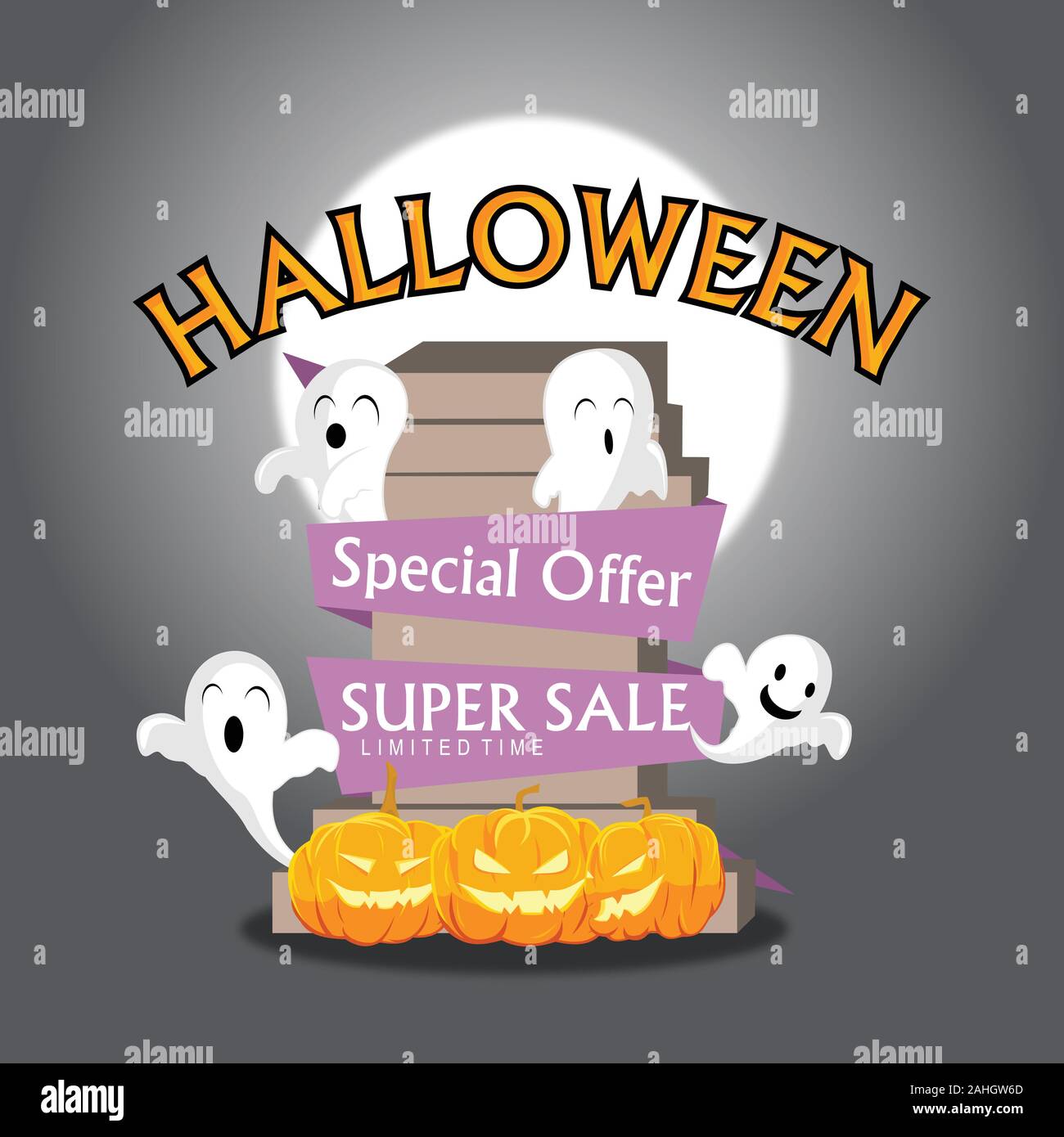 Halloween Sale vector pack design with lettering and holiday symbols ...
